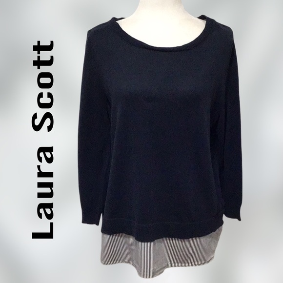 Laura Scott | Sweaters | Laura Scott Twofer Sweater With Striped ...